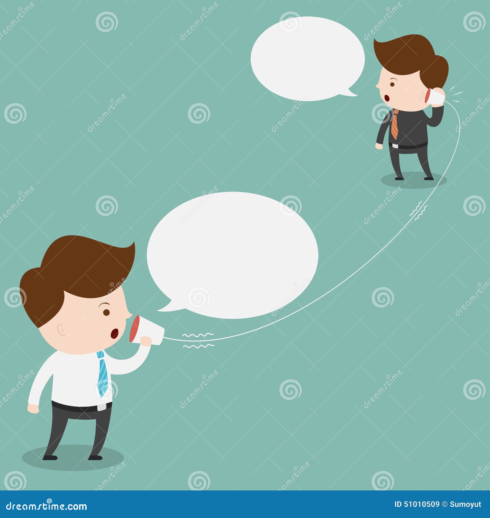 Businessman Talking with Cup Telephone. Stock Vector - Illustration of ...