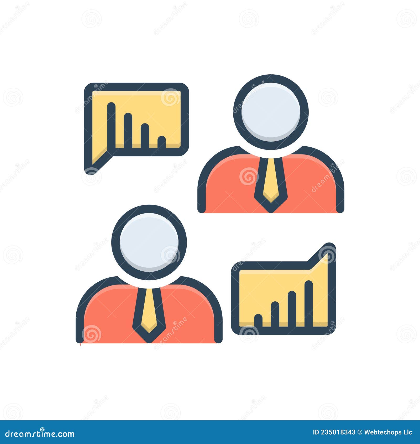Color Illustration Icon for Businessman Talking about Data Analysis ...