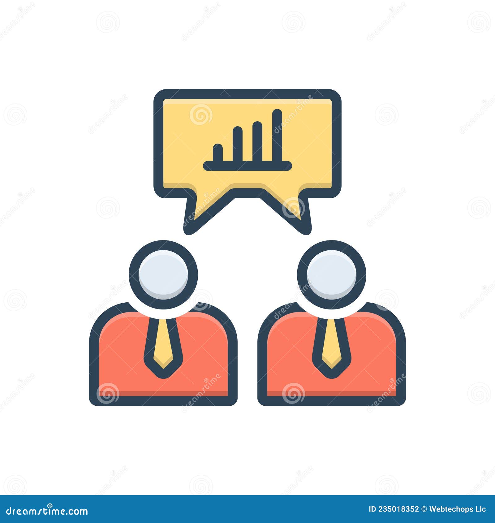 Color Illustration Icon for Businessman Talking about Data Analysis ...