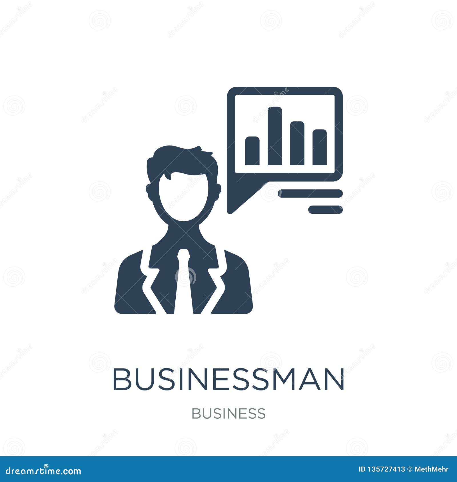 Businessman Talking about Data Analysis Icon in Trendy Design Style ...