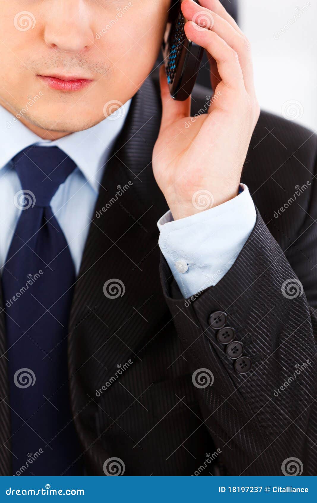 Businessman Talking on Mobile Phone. Close-up. Stock Image - Image of ...