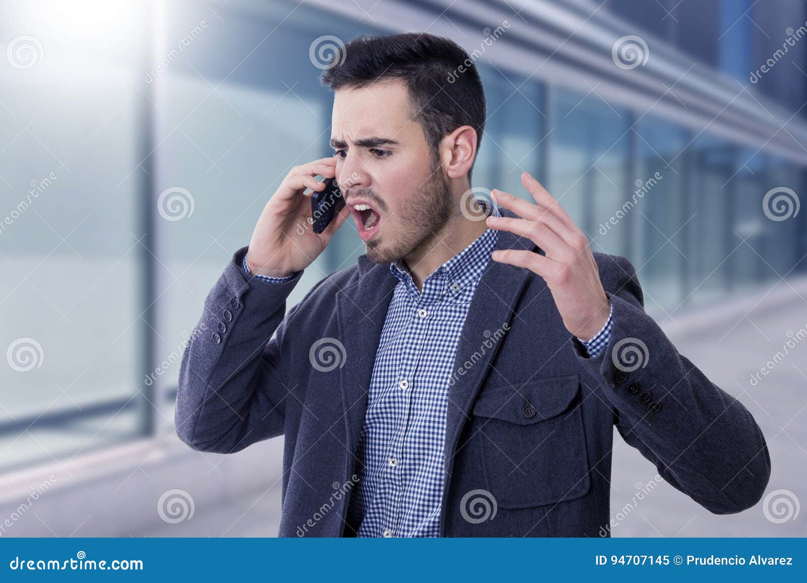 Talking on mobile phone stock image. Image of office - 94707145