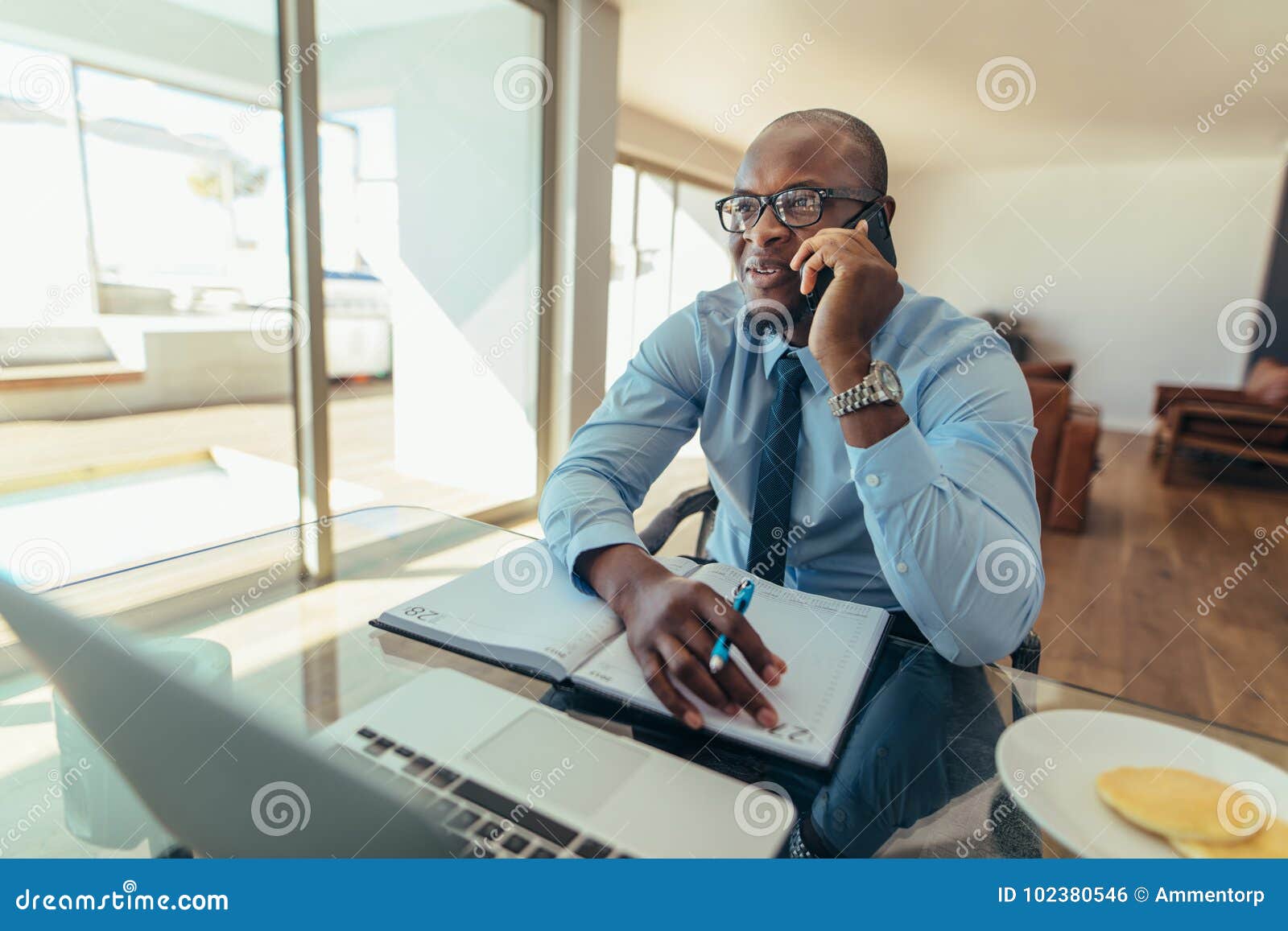 Businessman Talking Over Mobile Phone at Work Stock Photo - Image of ...