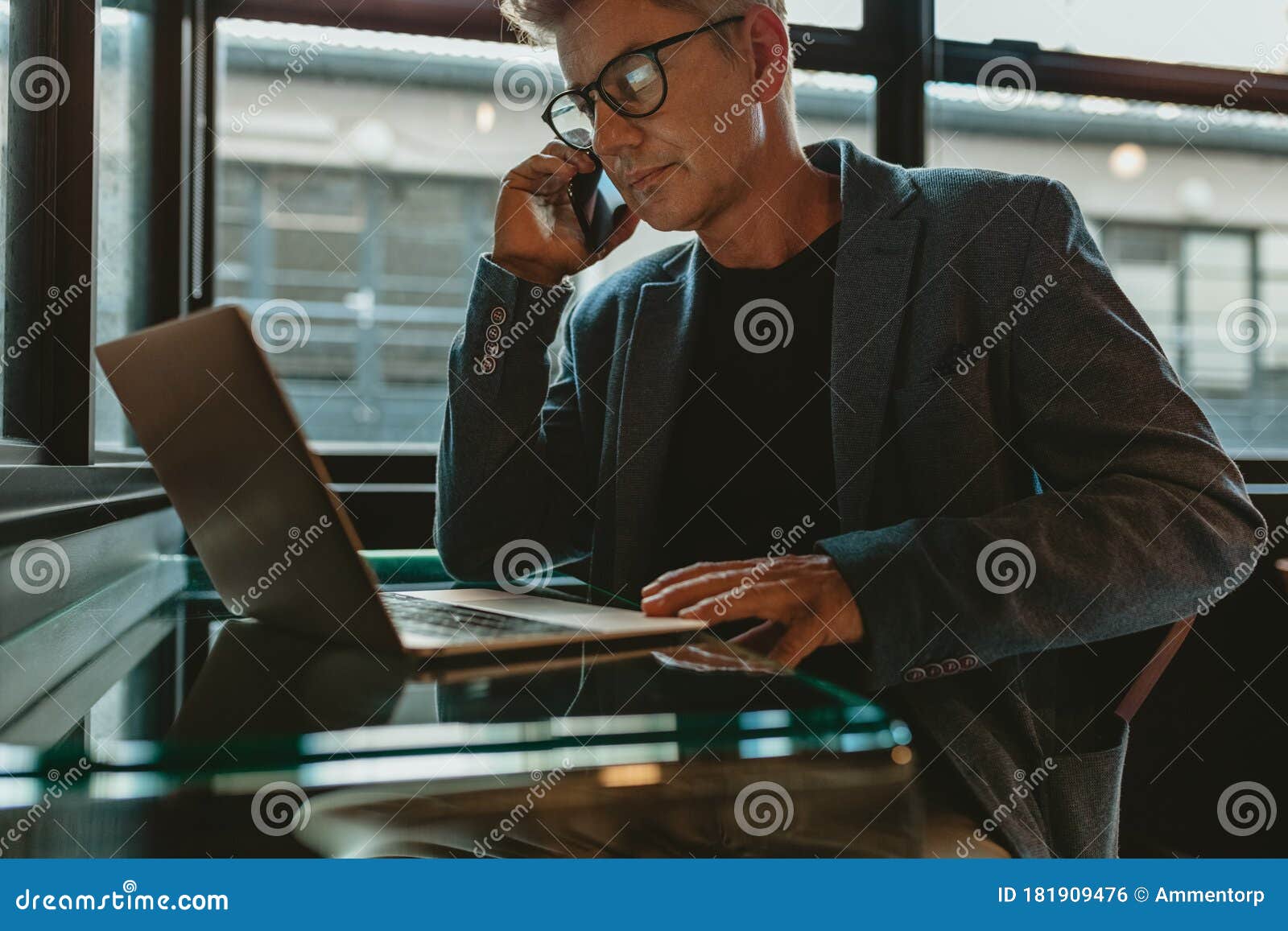 Businessman Talking Over Mobile Phone at Work Stock Photo - Image of ...