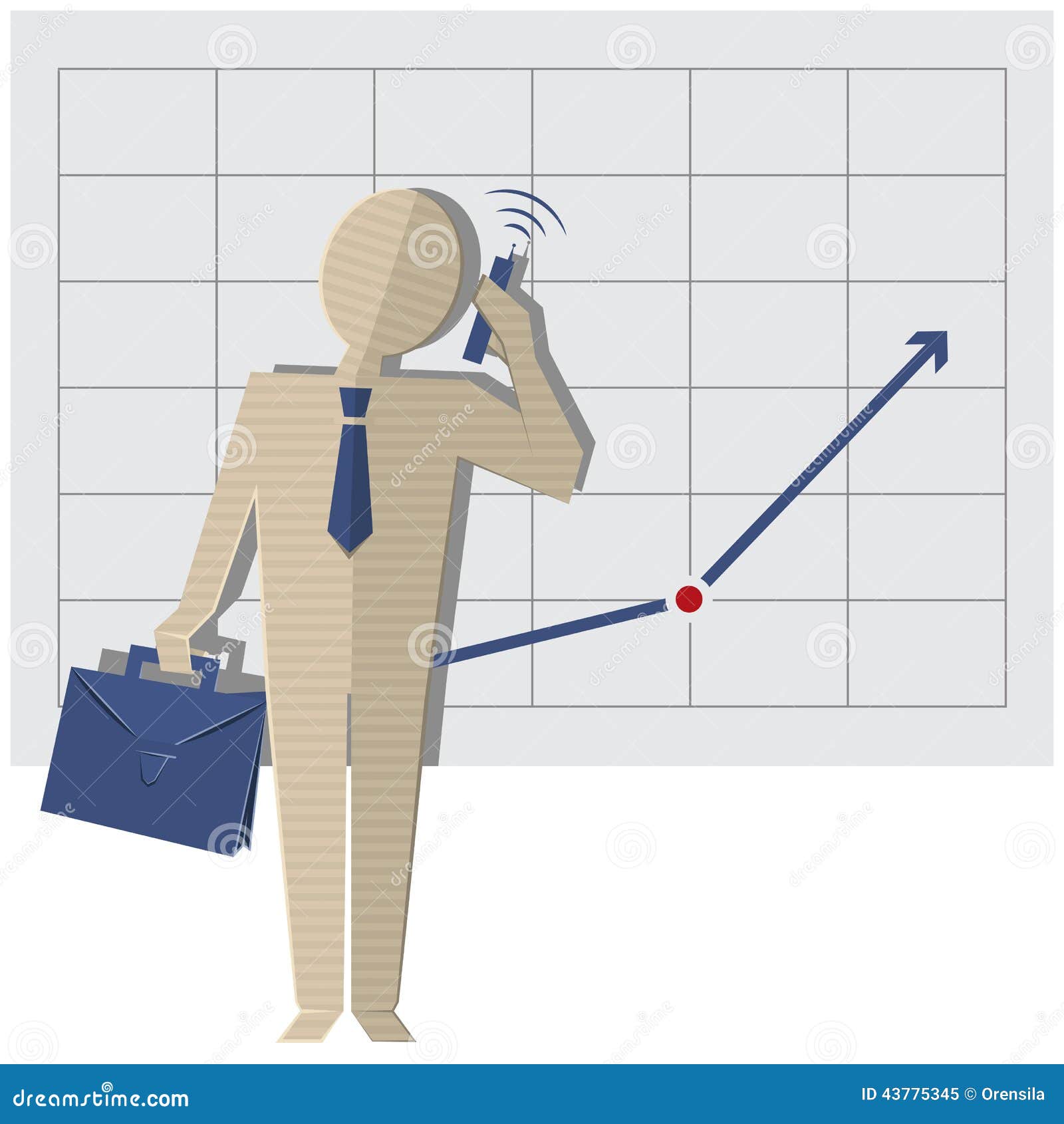 Businessman Talking on the Phone Against a Rising Graph Stock Vector ...