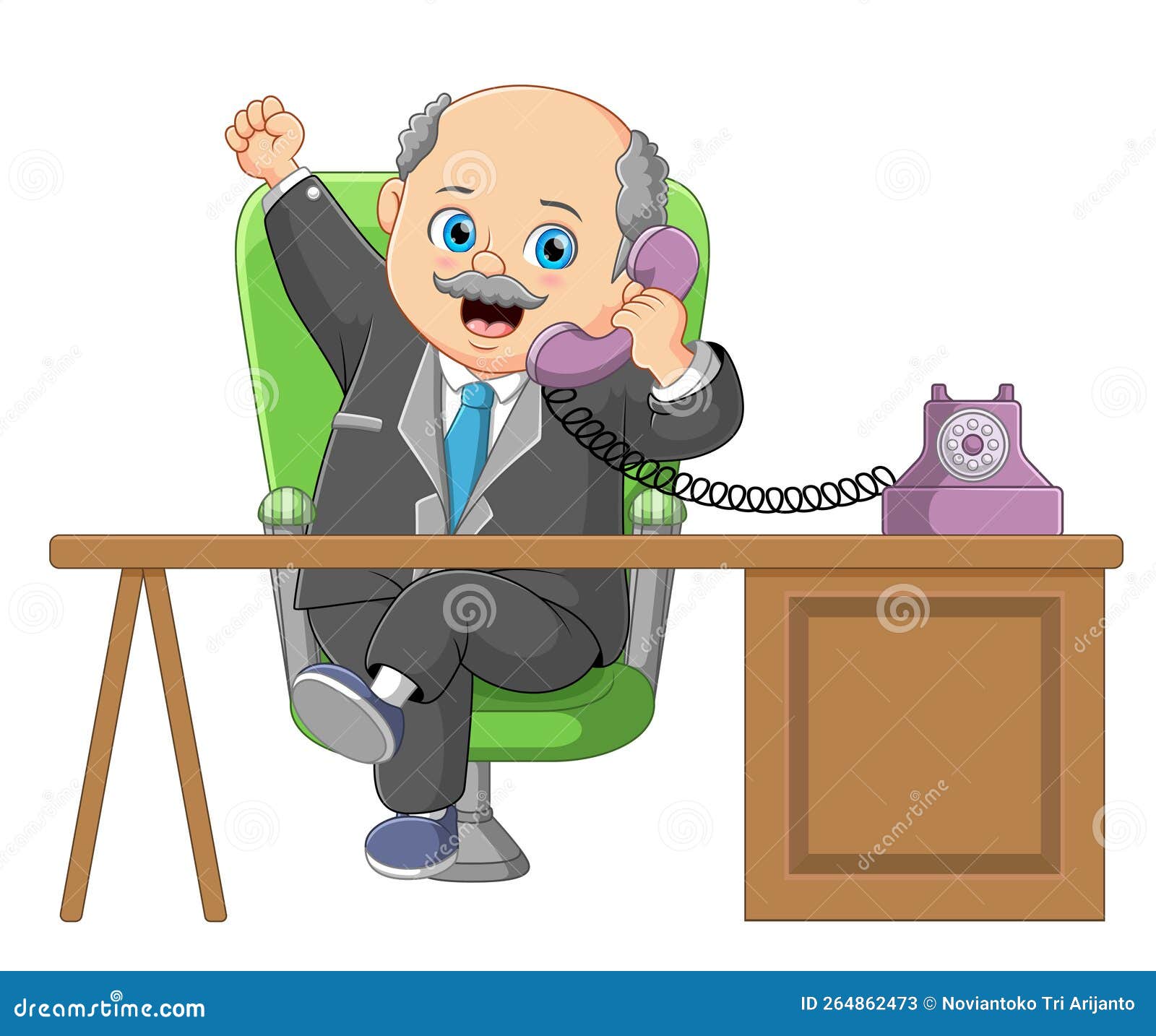 Businessman Talking on a Retro Wired Telephone Stock Vector ...