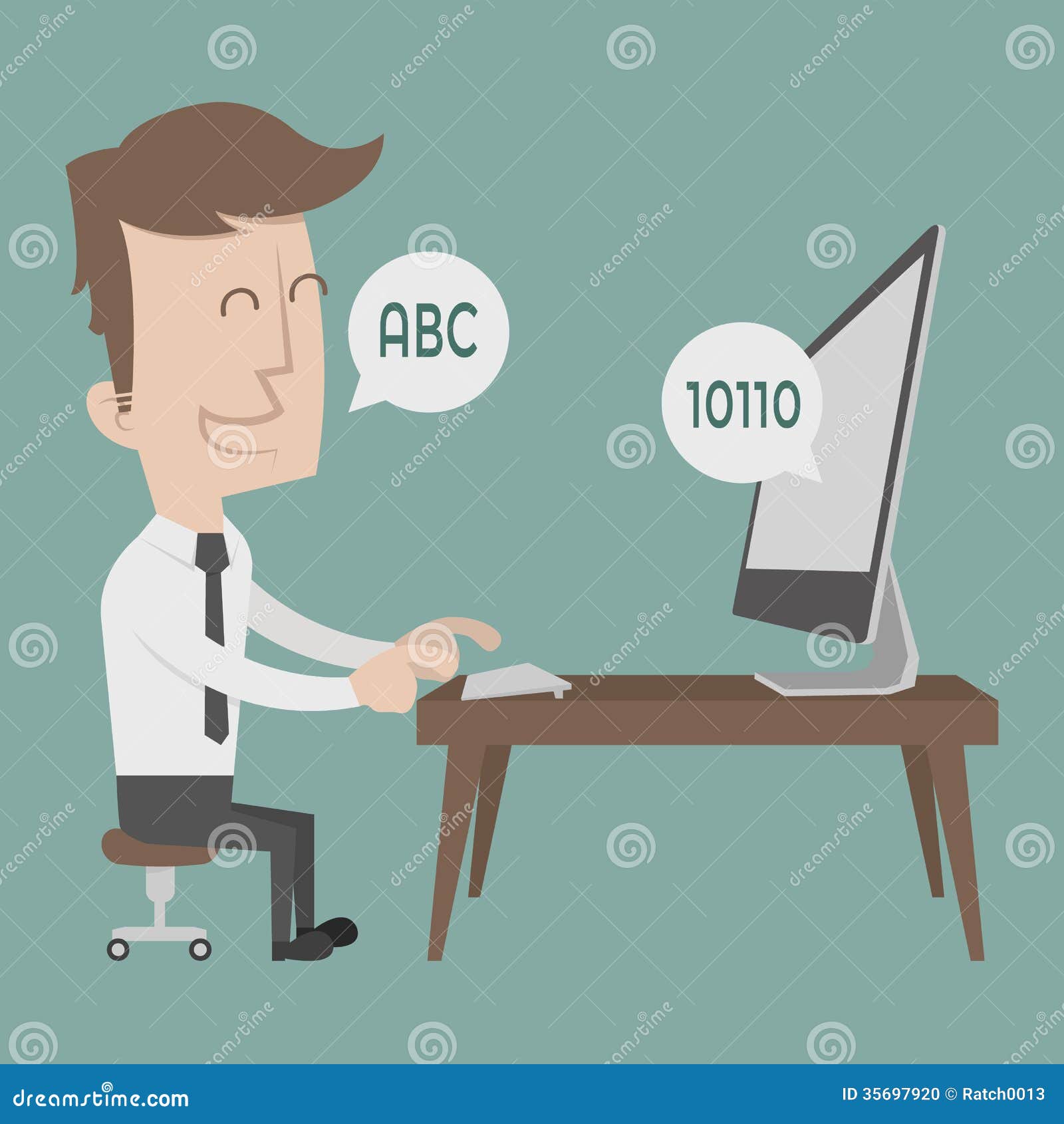 Businessman Talking To a Computer Stock Vector - Illustration of ...