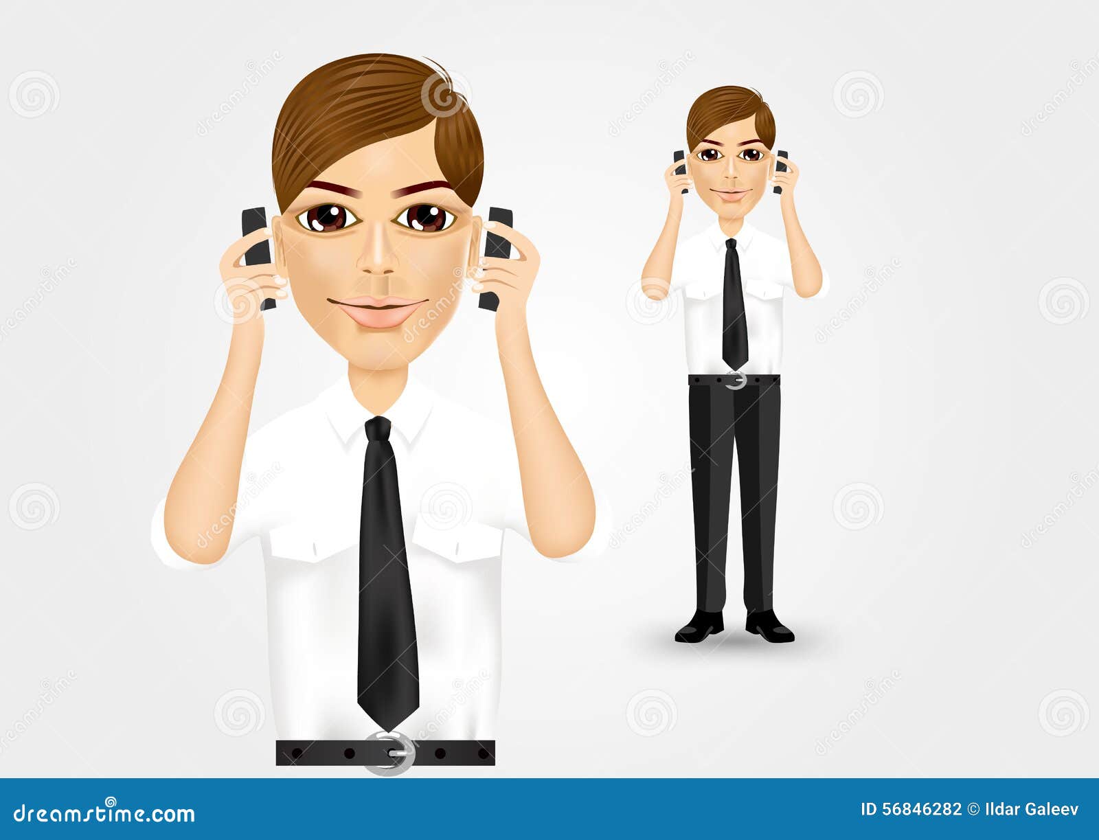 Businessman Talking on Two Cell Phones Stock Vector - Illustration of ...