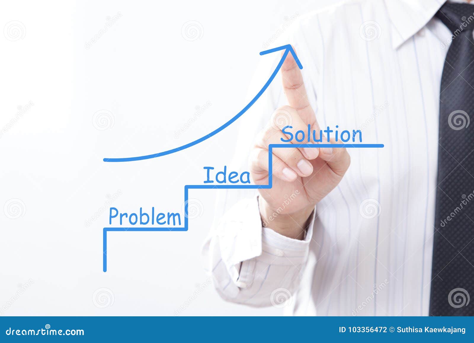 Businessman Tap Arrow Pointing Up with Problem Idea Solution - M Stock ...