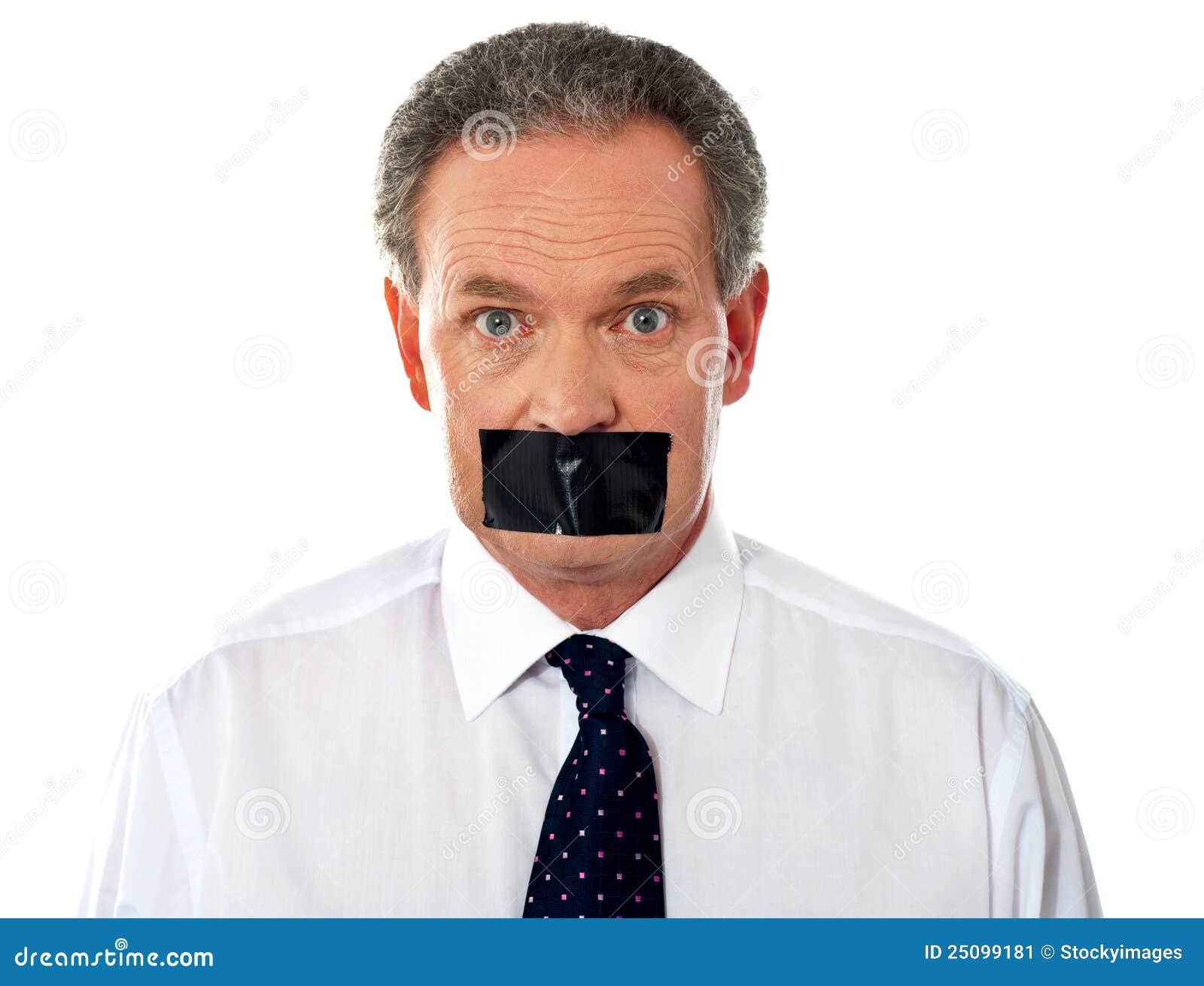 Businessman with Taped Mouth Stock Image - Image of expression ...