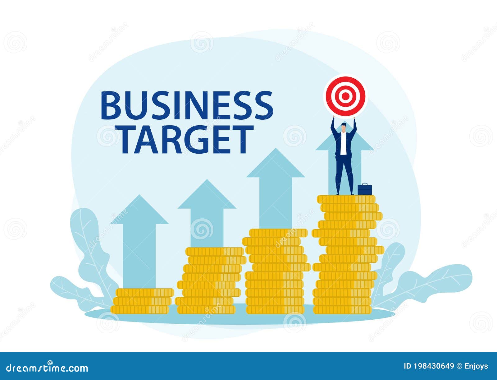 Businessman Target and Success Achievement Flat Illustration Stock ...