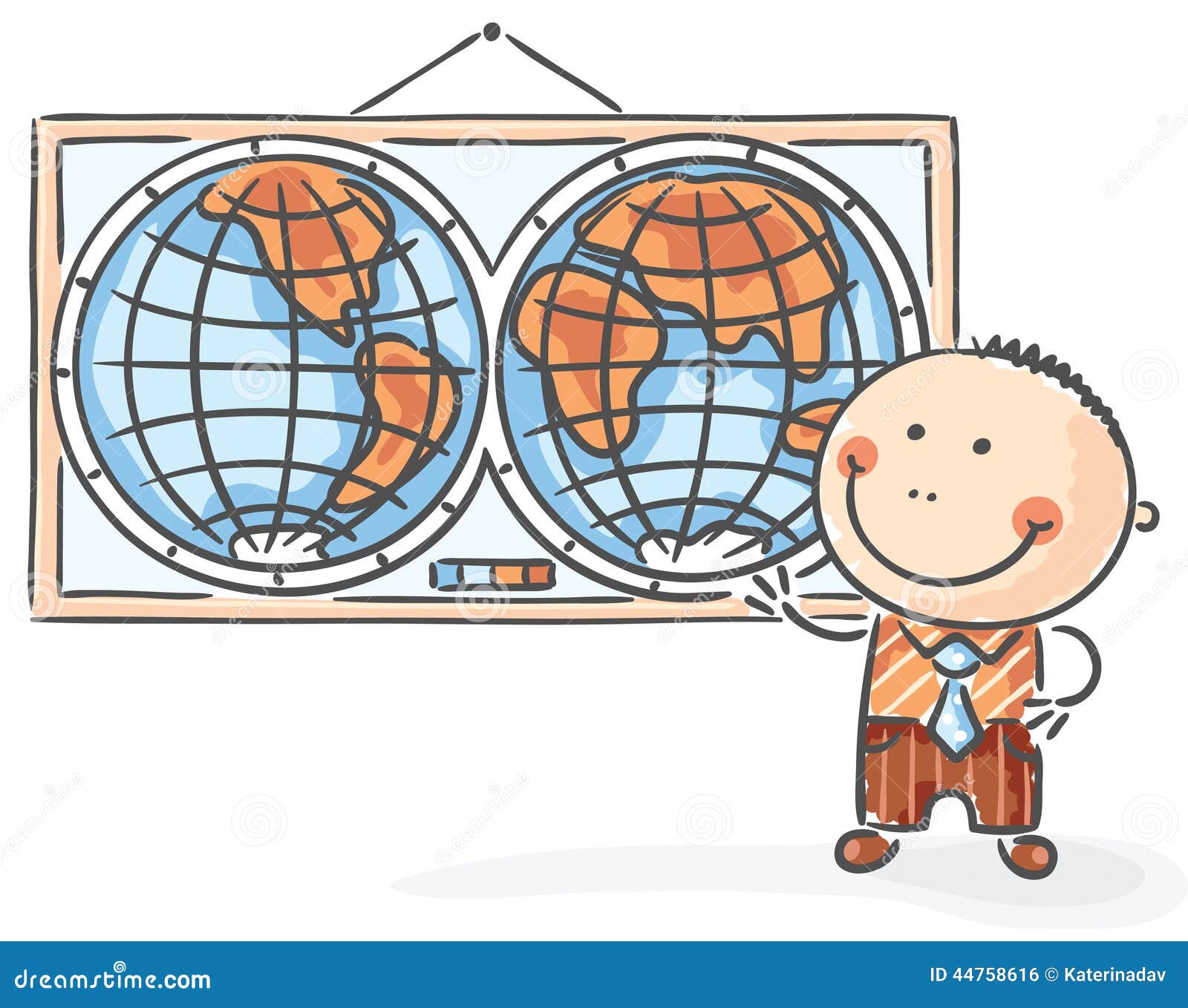 Businessman/teacher at the Map Stock Vector - Illustration of standing ...