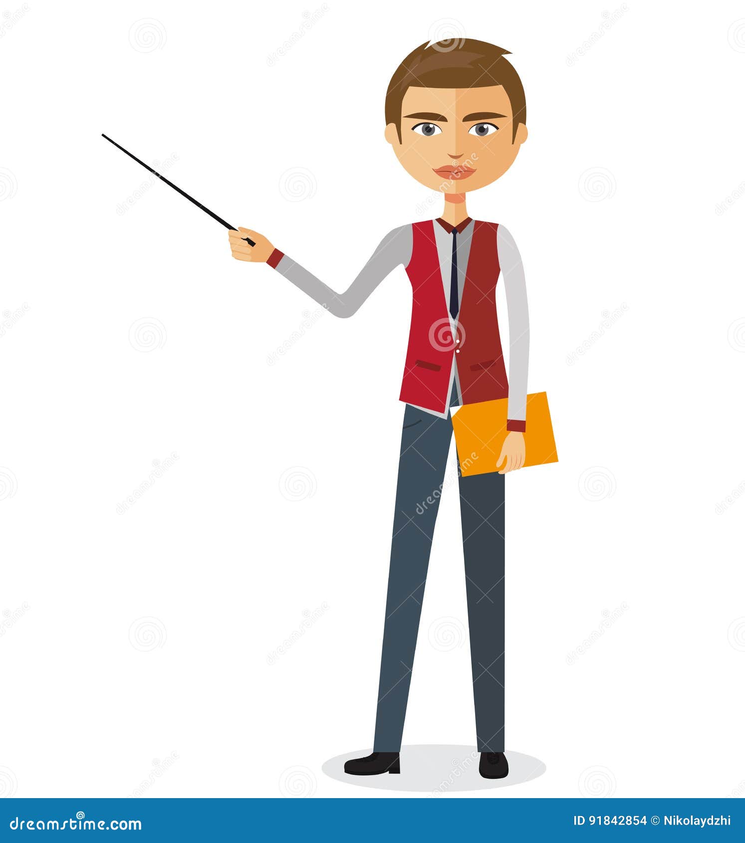 Businessman Or Teacher With A Pointer Flat Cartoon Illustration ...