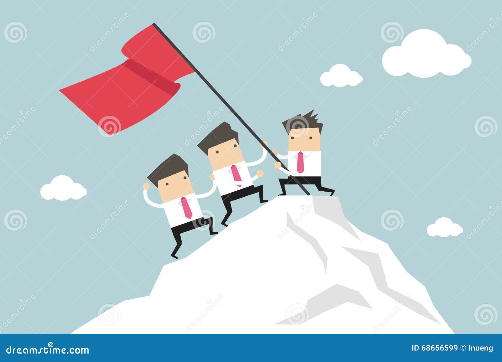 Businessman Team Climbing Atop Peak, Teamwork Concept Stock Vector ...