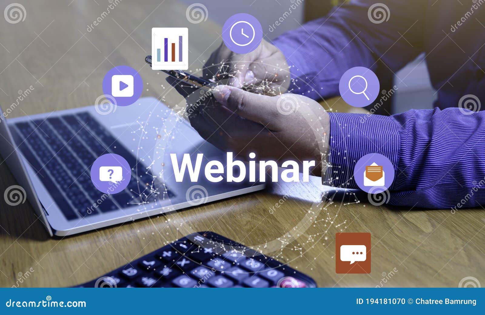 Businessman and Team Work Using a Laptop Computer with Webinar E ...