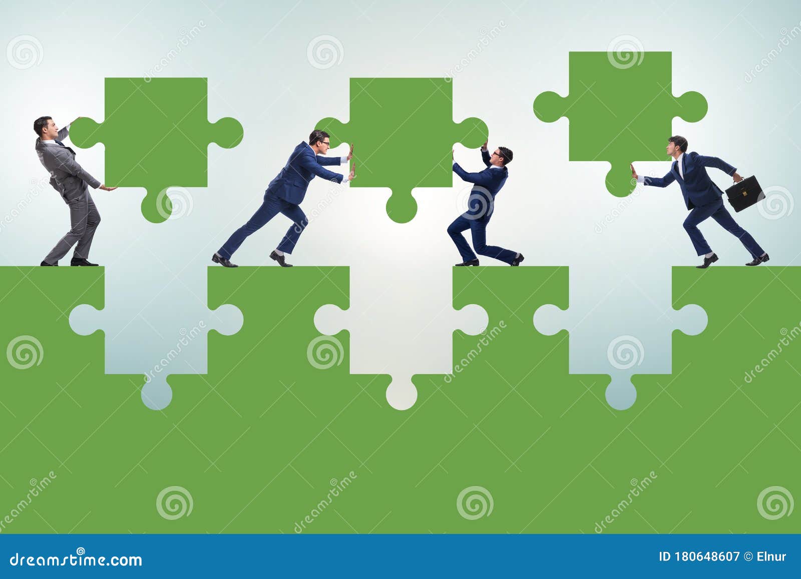 Businessman in Teamwork Concept with Jigsaw Puzzle Stock Image - Image ...