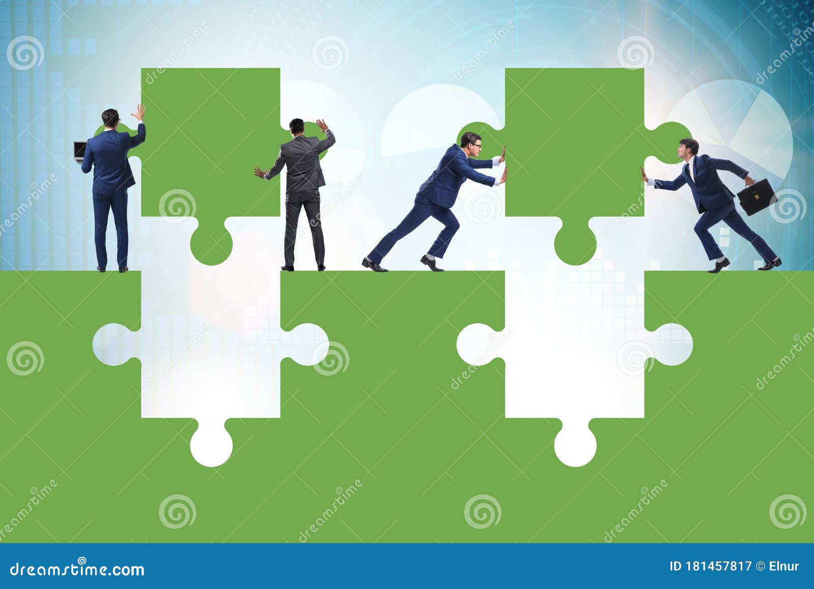 Businessman in Teamwork Concept with Jigsaw Puzzle Stock Image - Image ...