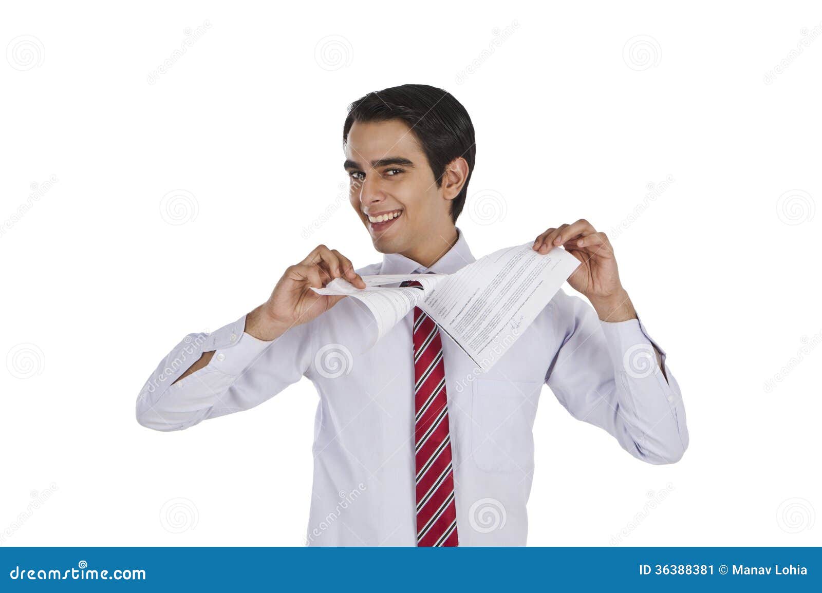 Businessman Tearing a Paper Stock Image - Image of color, button: 36388381