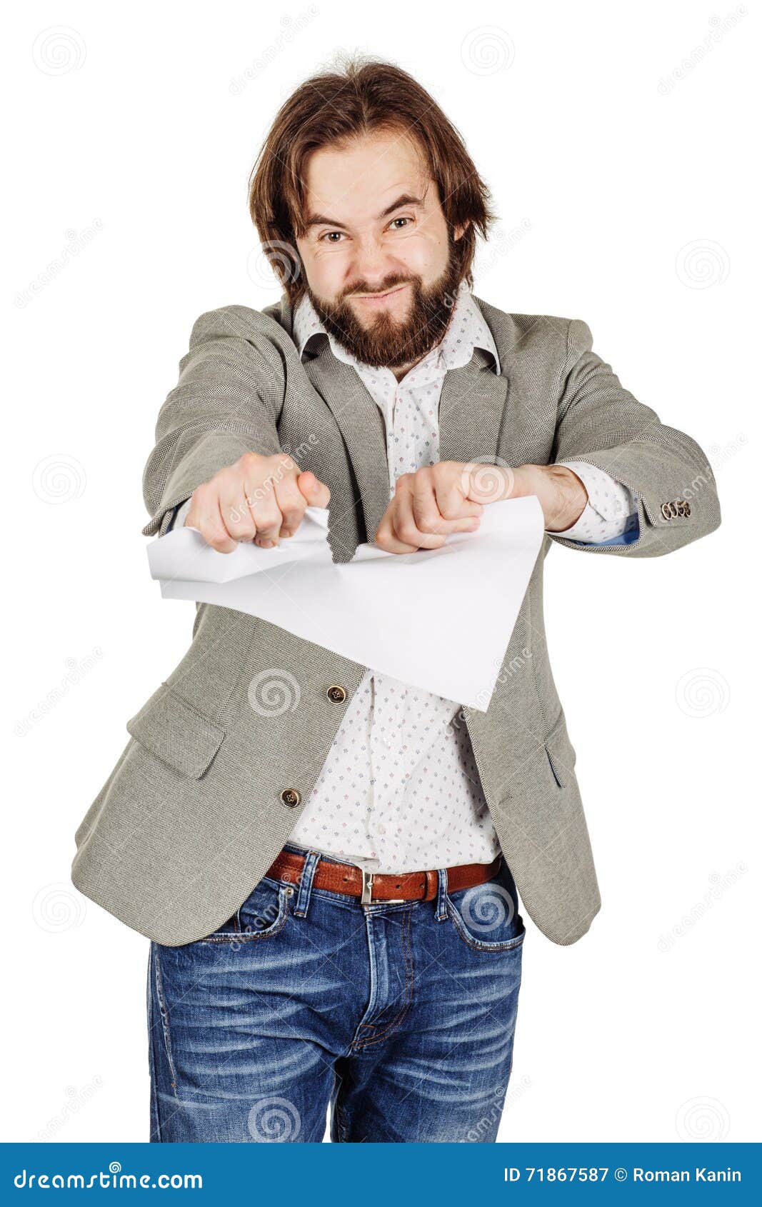 Businessman Tearing Up a Contract or Agreement Stock Image - Image of ...