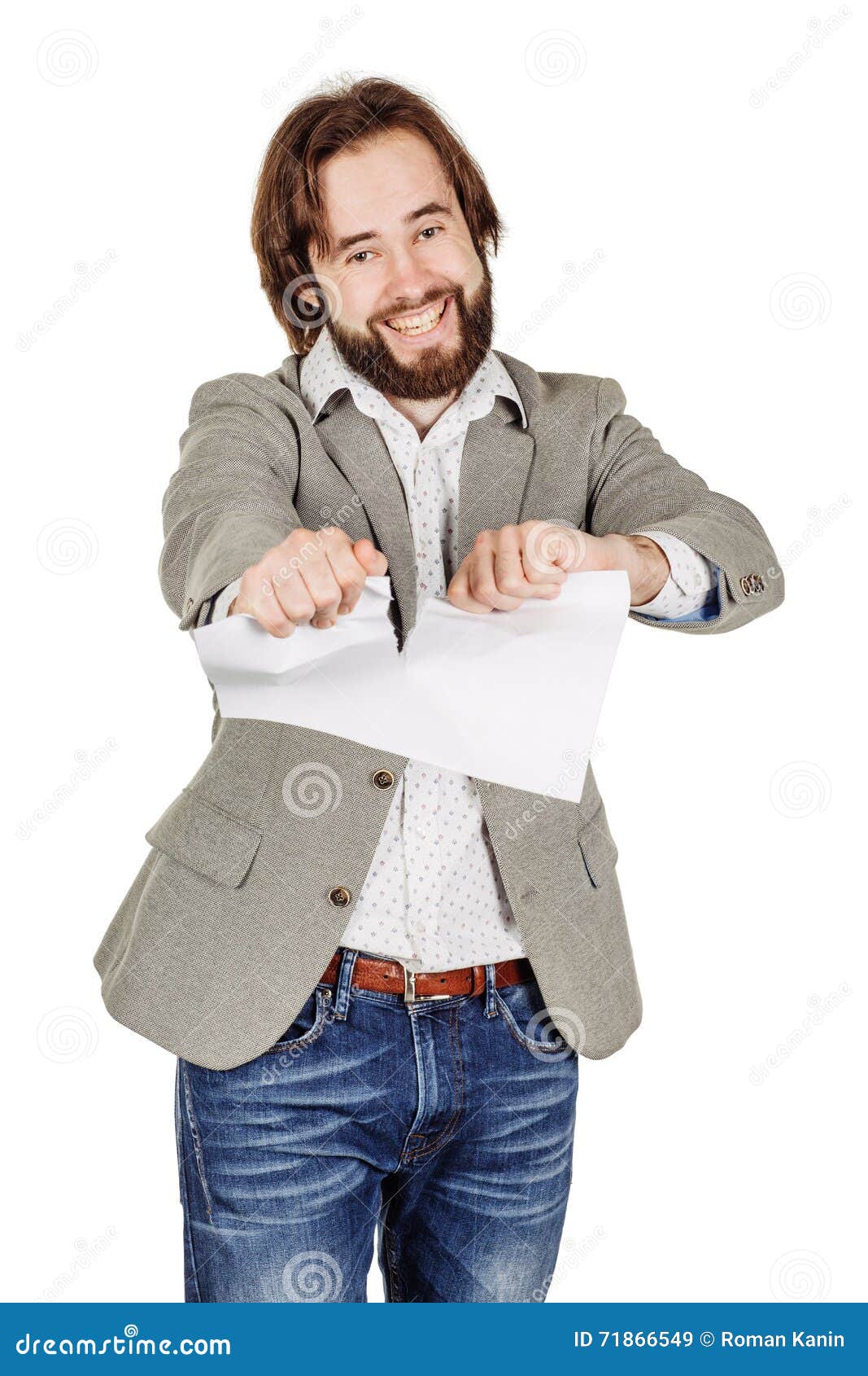 Businessman Tearing Up a Document Stock Image - Image of jacket ...