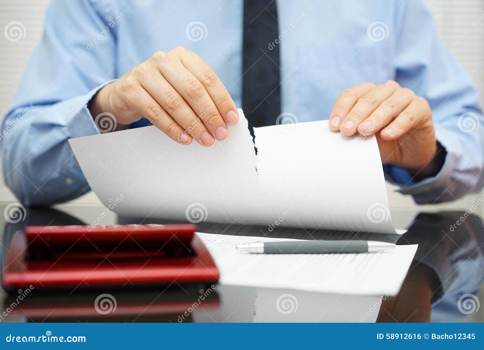 Businessman Tears Document in Office Stock Photo - Image of businessman ...