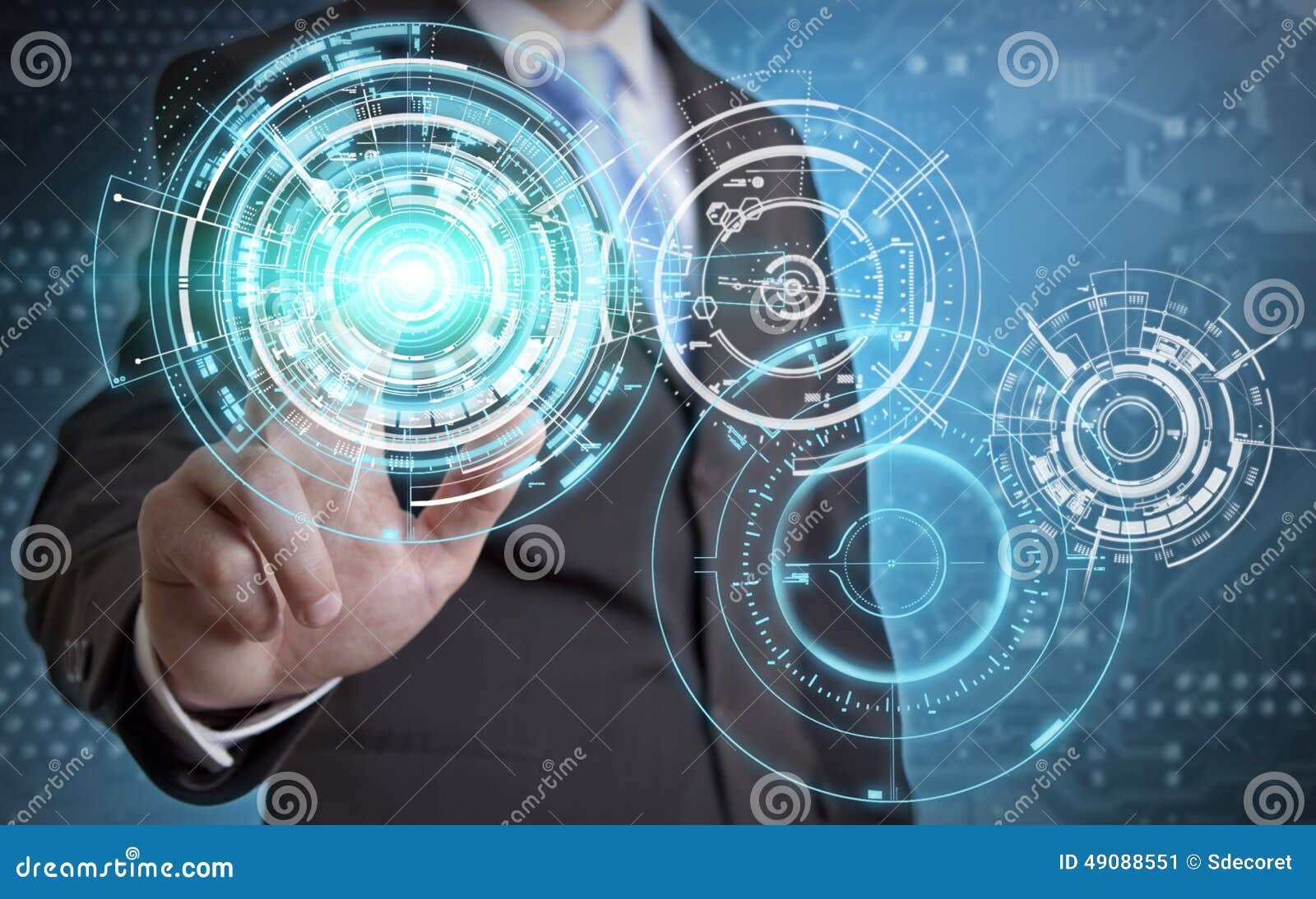 Businessman tech concept stock illustration. Illustration of button ...