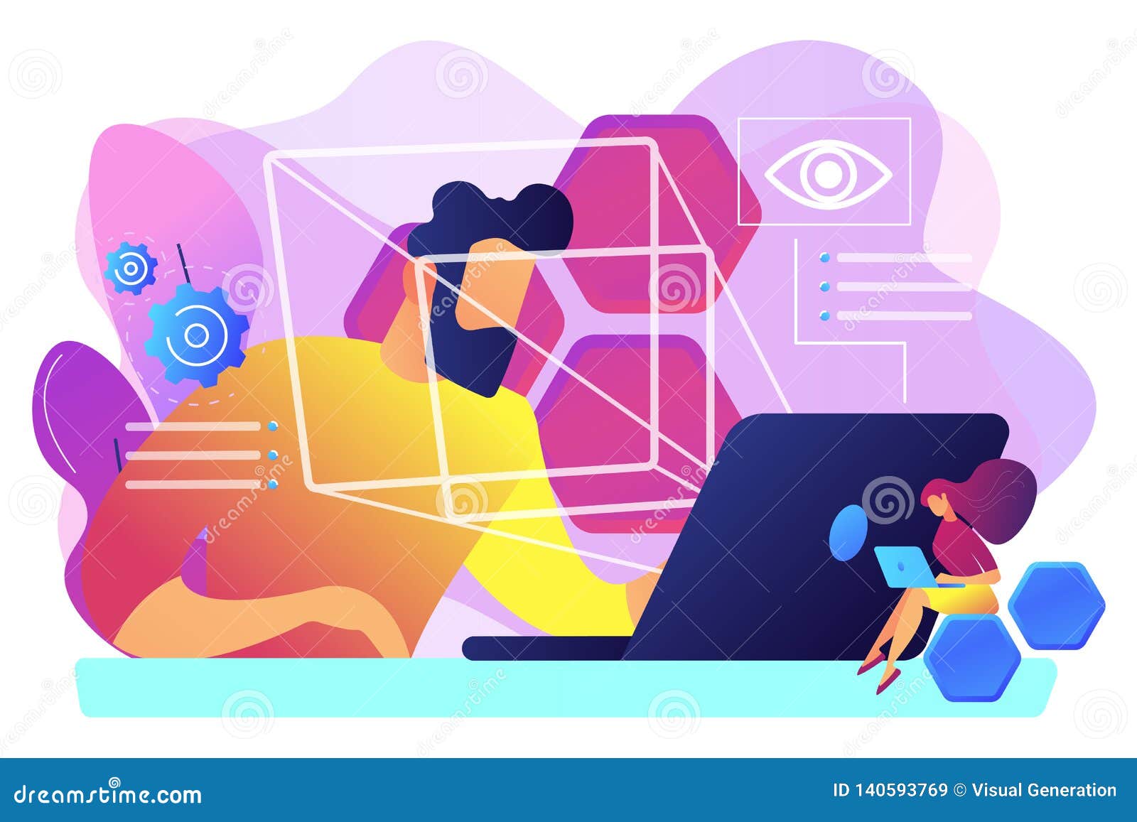 Eye Tracking Technology Concept Vector Illustration. Stock Vector ...