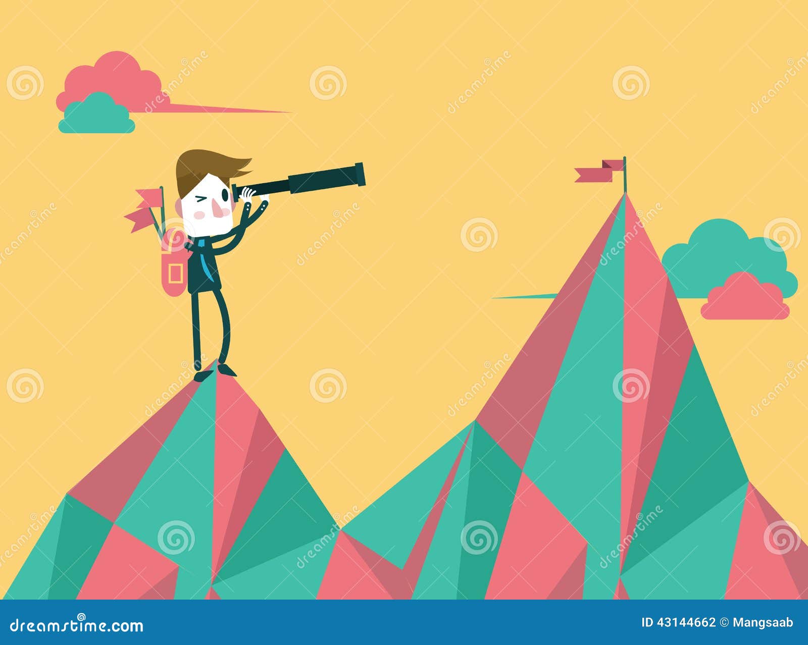 Businessman with Telescope Finding Next Target. Stock Vector ...