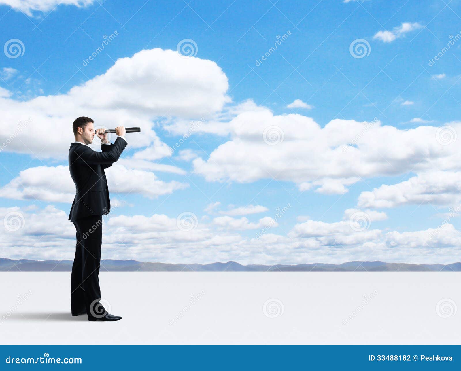 Businessman with telescope stock photo. Image of instrument - 33488182