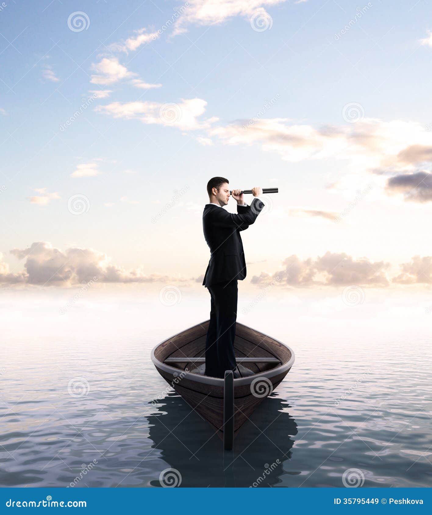 Businessman with telescope stock image. Image of people - 35795449