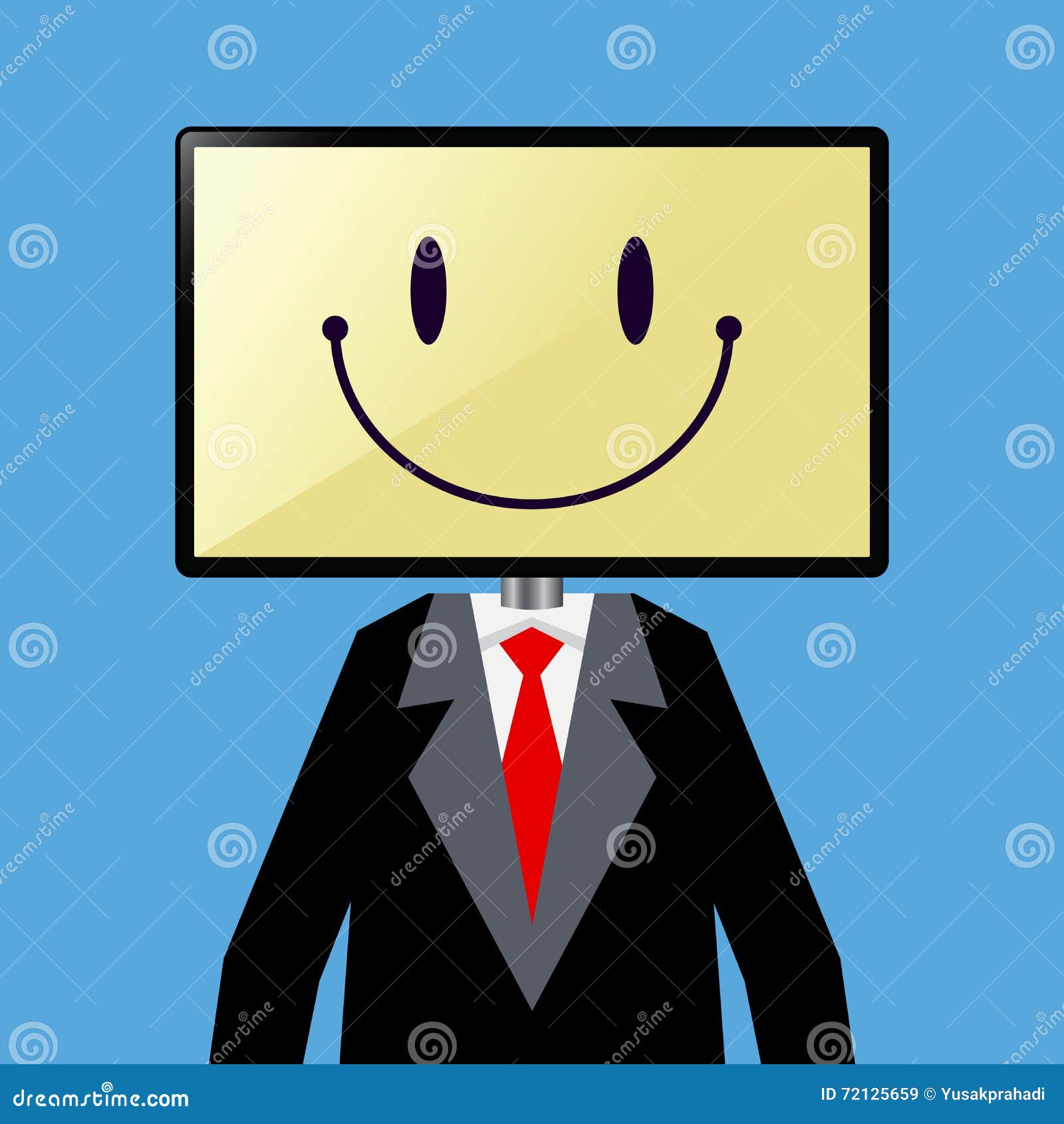 Businessman with Television Screen As His Head Stock Vector ...