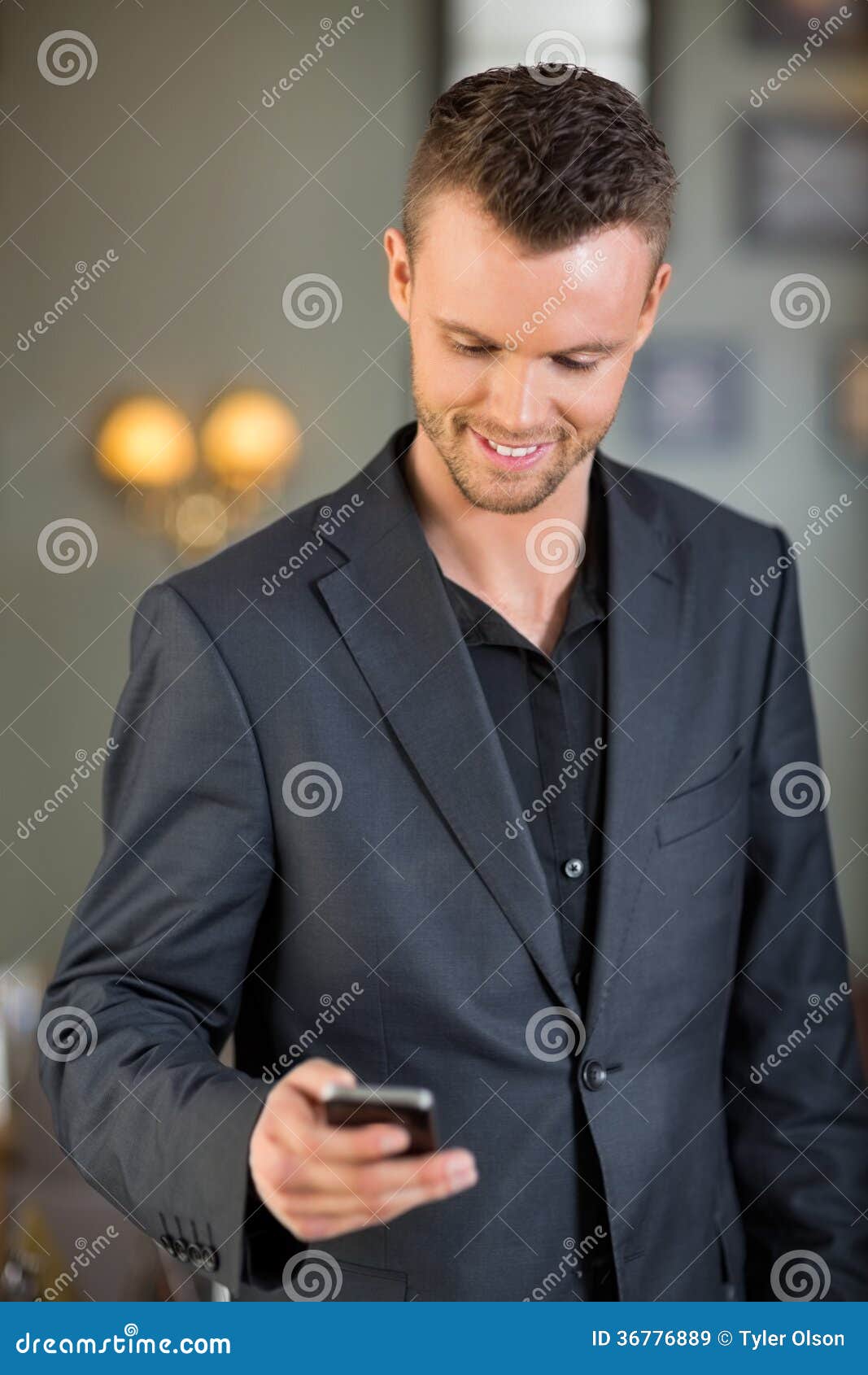 Businessman Text Messaging on Mobilephone Stock Image - Image of mobile ...