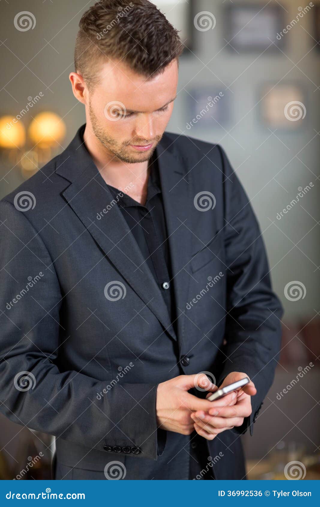 Businessman Text Messaging on Mobilephone Stock Photo - Image of ...