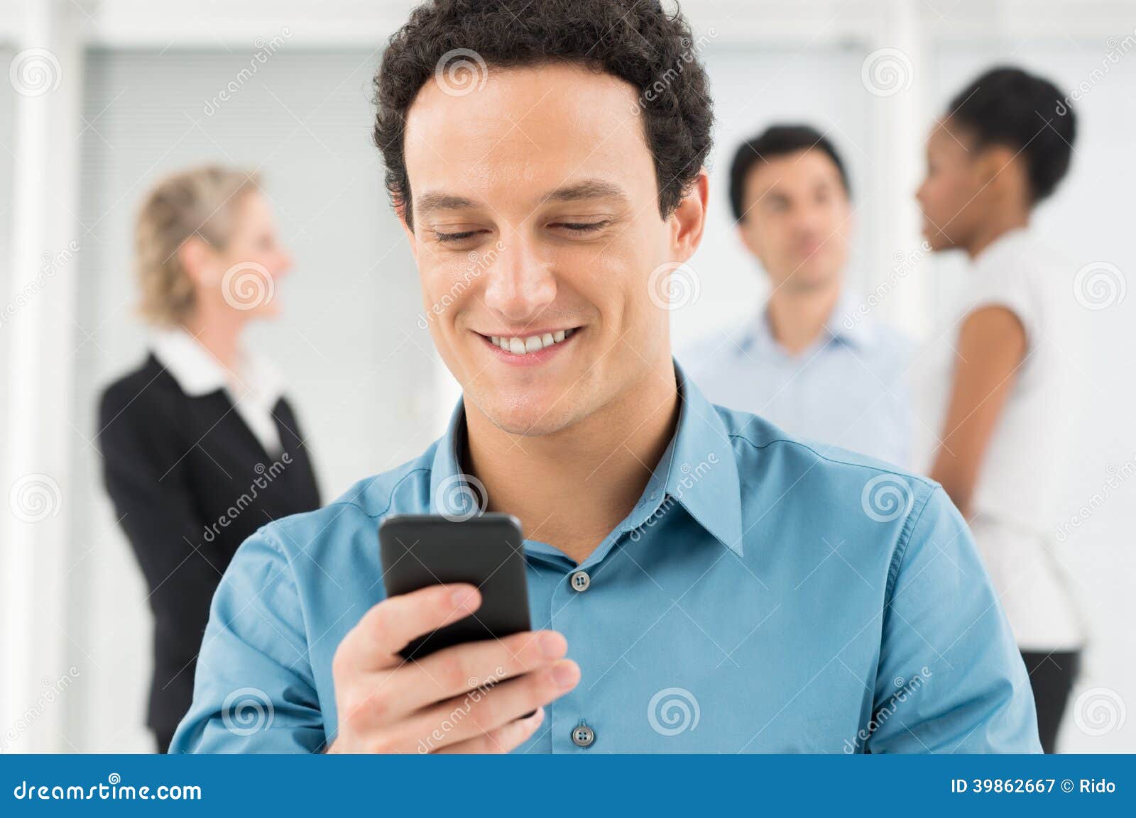 Businessman Texting on Cellphone Stock Image - Image of email, browsing ...