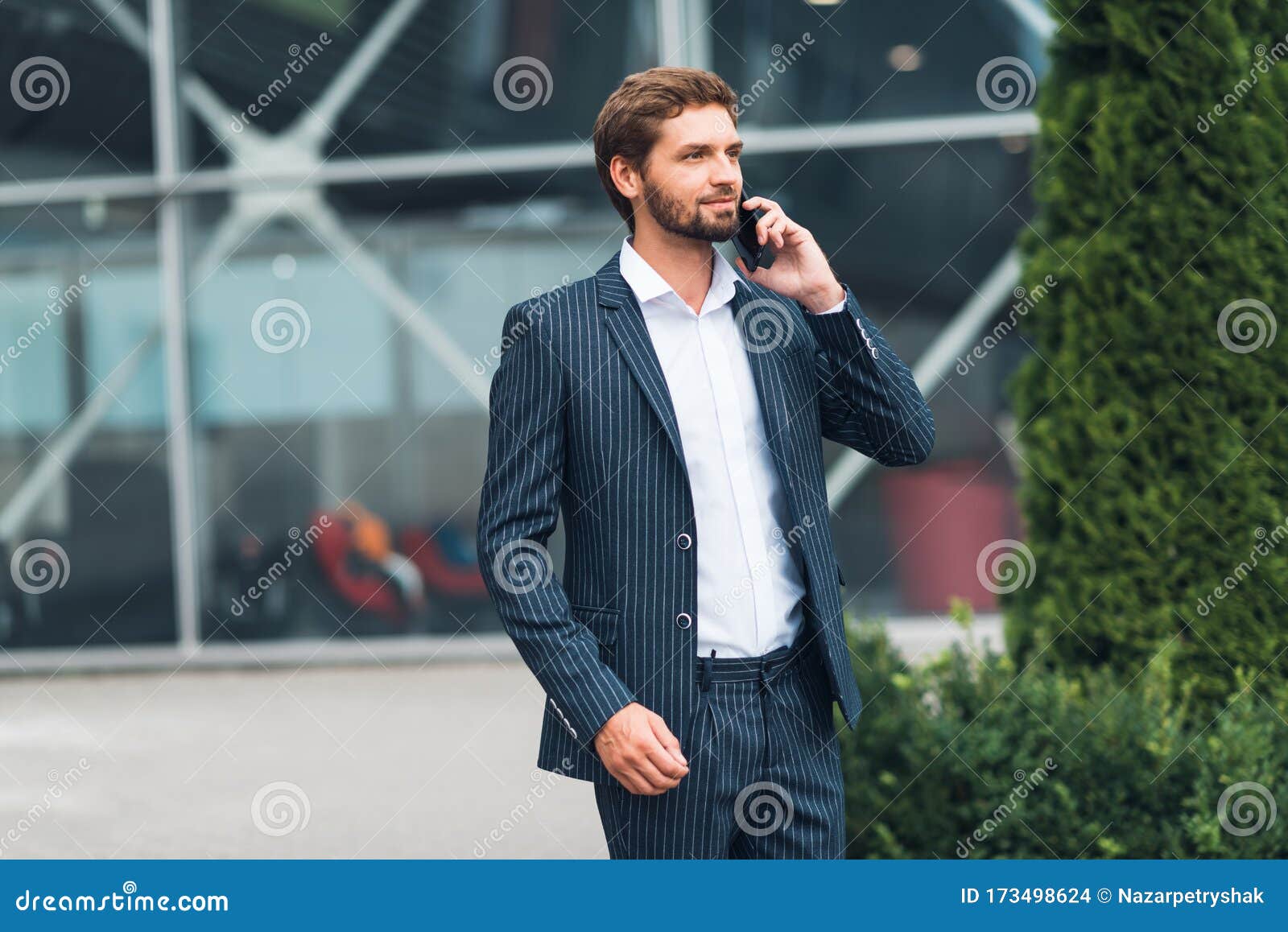 Businessman Texting Messages while Walking Stock Photo - Image of boss ...