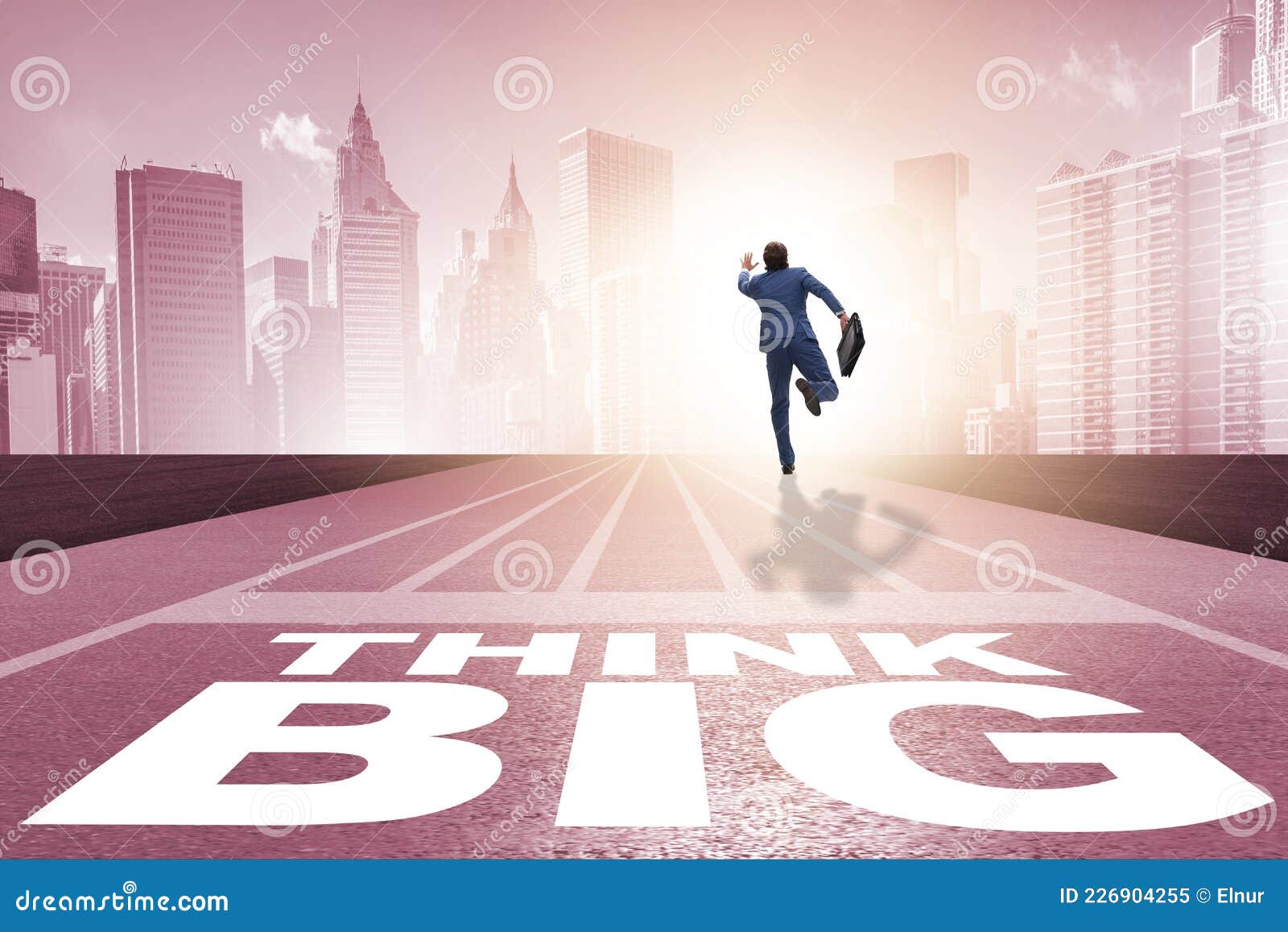 Businessman in Think Big Concept on Running Track Stock Image - Image ...
