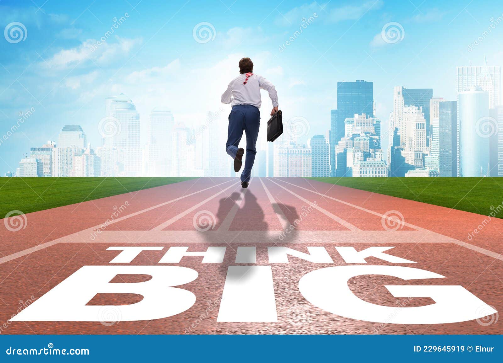 Businessman in Think Big Concept on Running Track Stock Image - Image ...