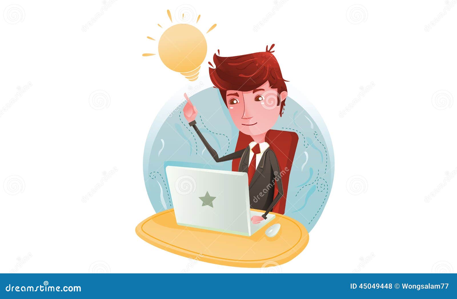 Businessman Think on Computer Stock Vector - Illustration of ...