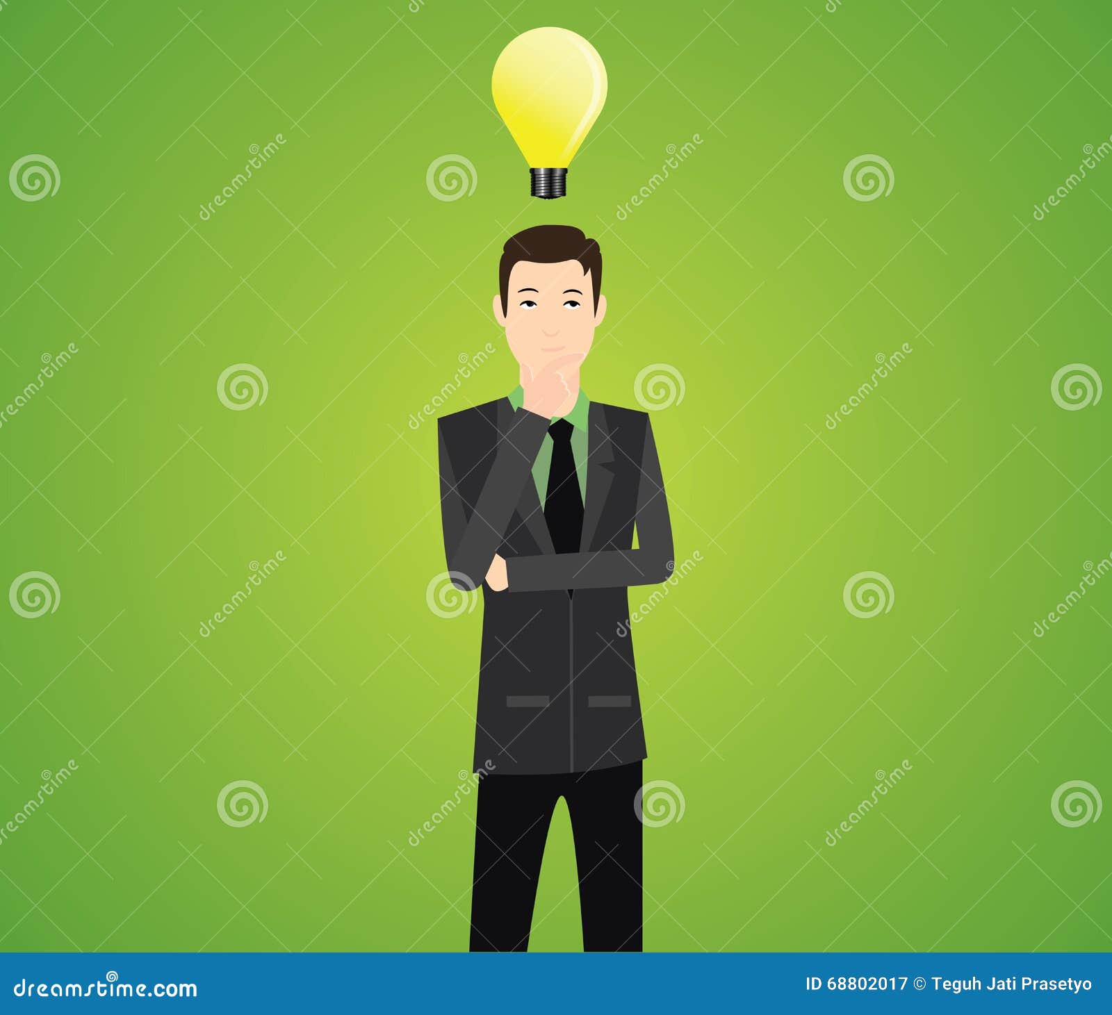 Businessman Think Illustration with Light Bulb Stock Vector ...