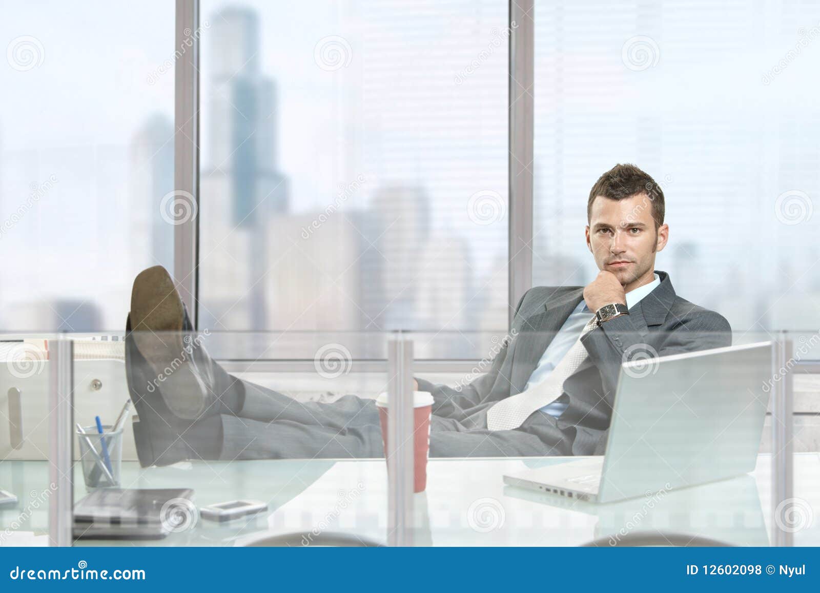Businessman thinking stock photo. Image of business, desk - 12602098