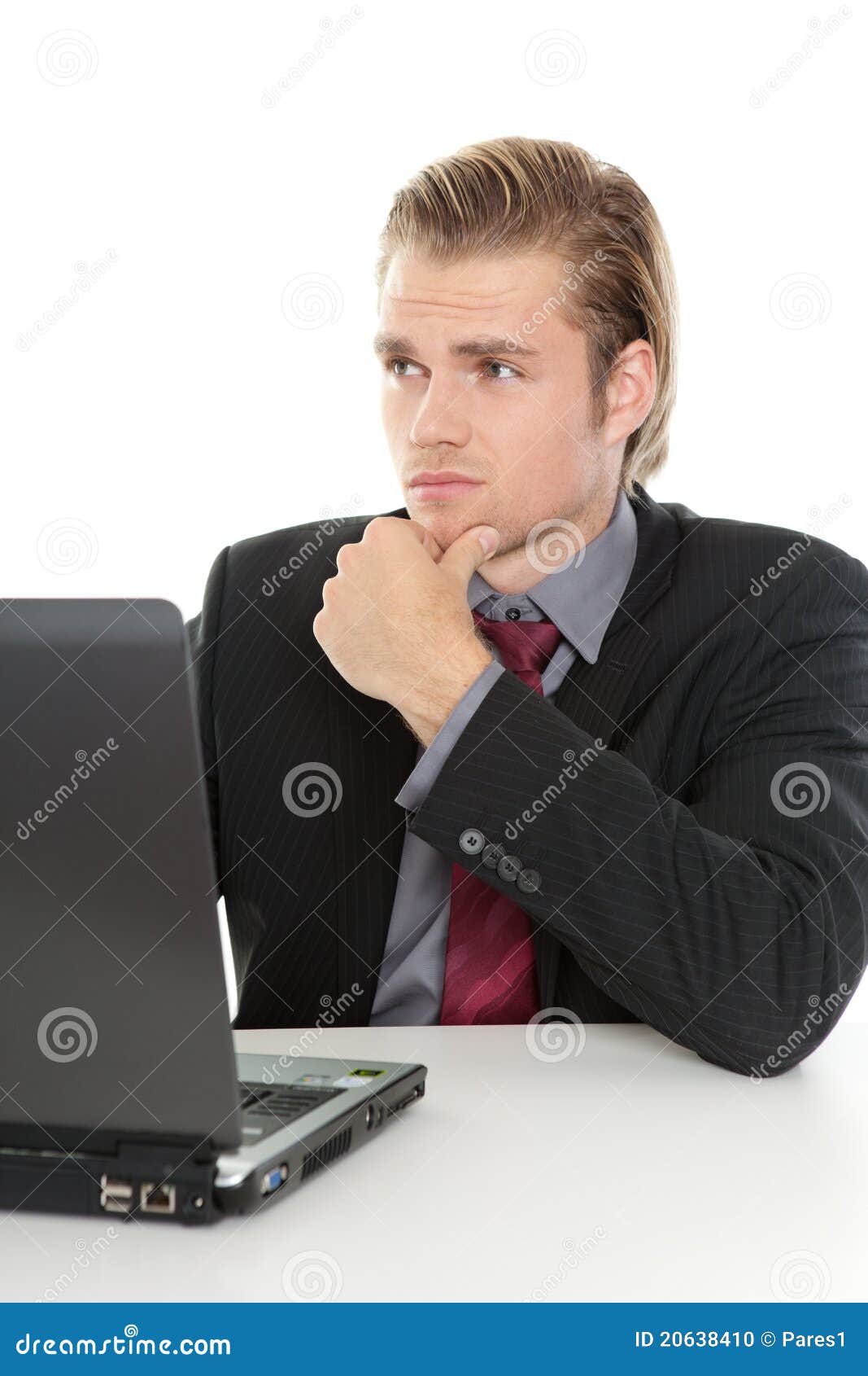 Businessman thinking about stock photo. Image of leadership - 20638410