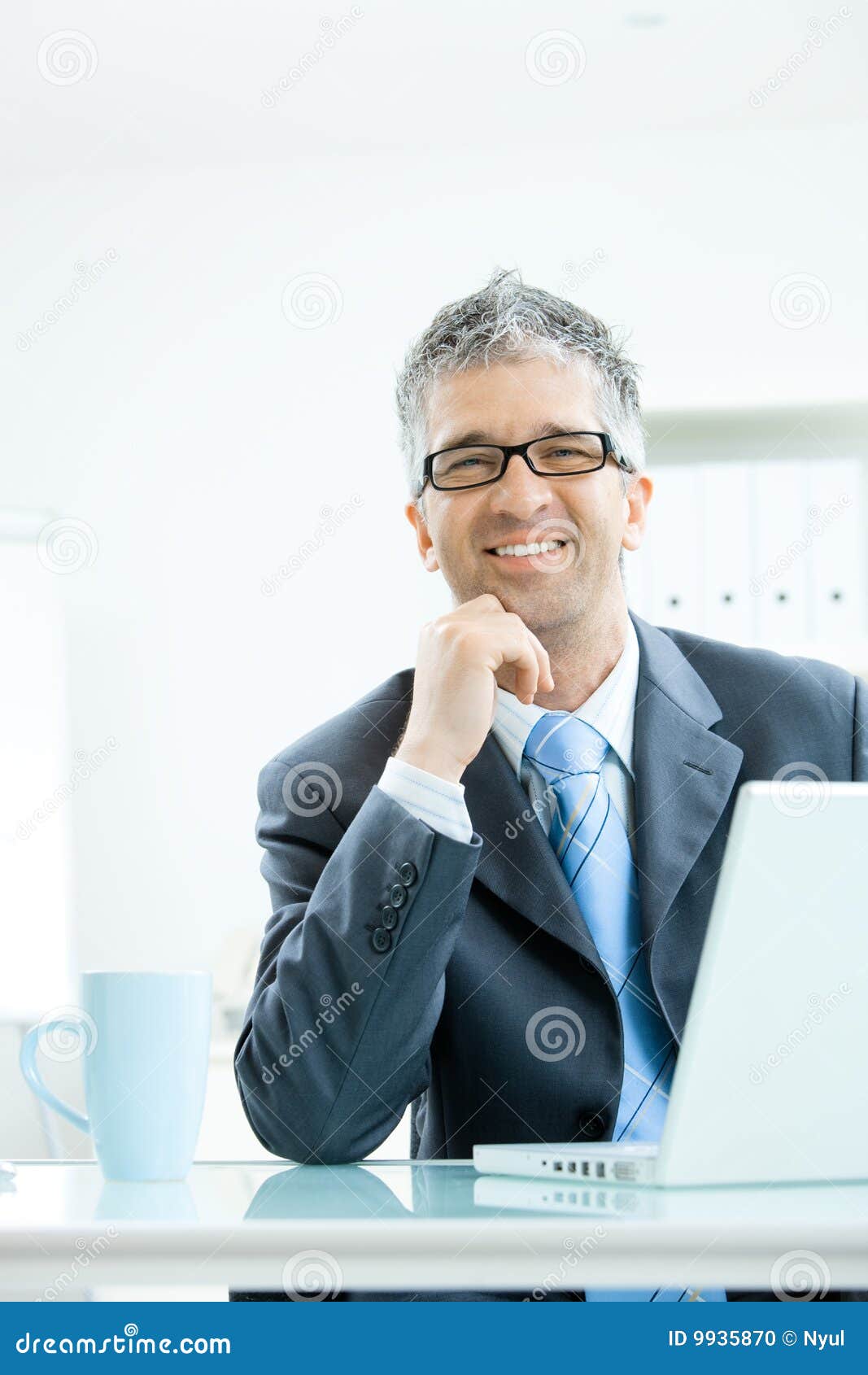 Businessman thinking stock photo. Image of laptop, color - 9935870