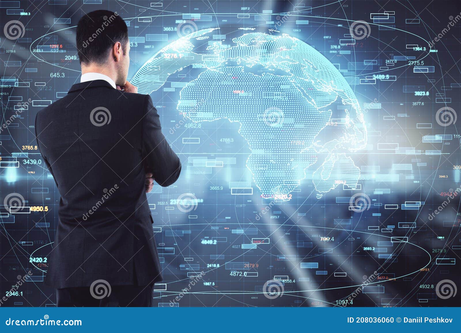 Businessman Thinking on Big Data Illustration Background Stock Photo ...