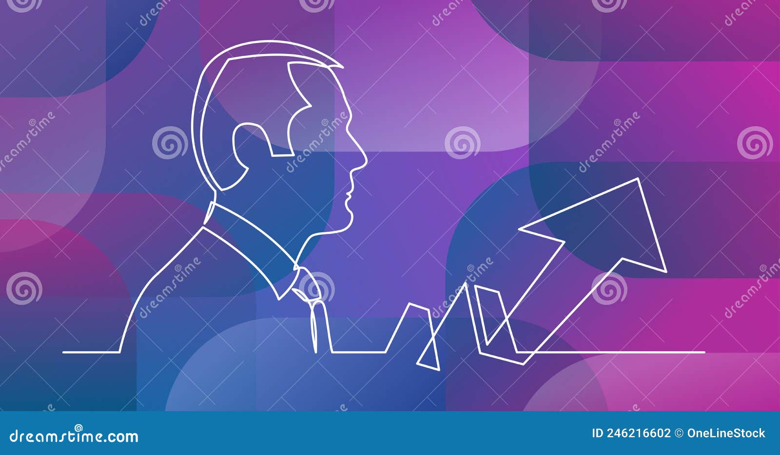 Businessman Thinking About Business Grouth - Continuous Line Drawing ...