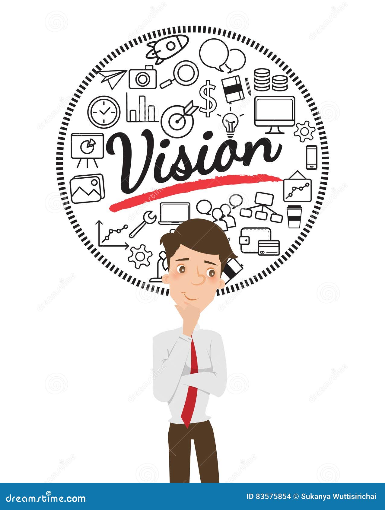 Businessman Thinking about Business Vision. Stock Illustration ...