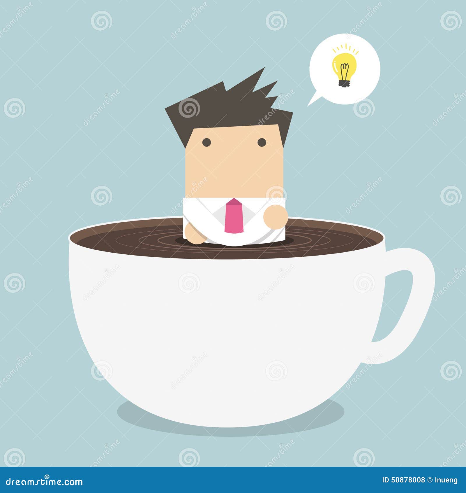 Businessman Thinking in a Coffee Cup Stock Vector - Illustration of ...