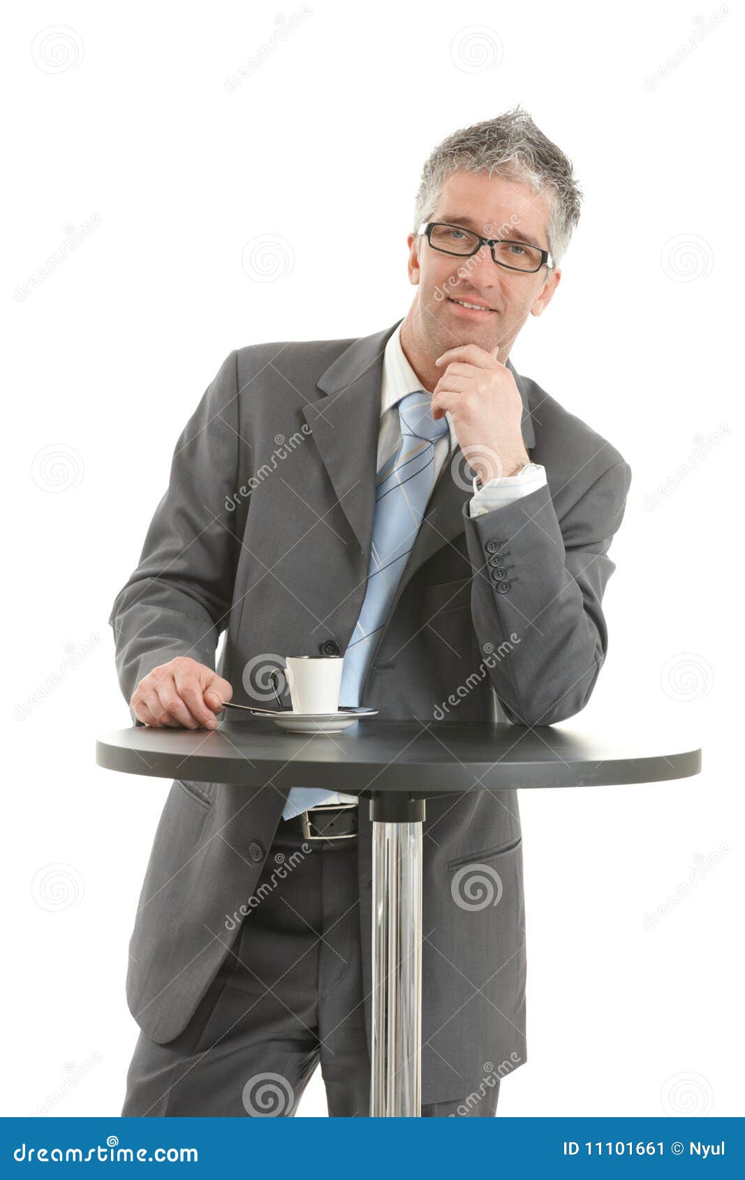 Businessman Thinking at Coffee Table Stock Image - Image of background ...
