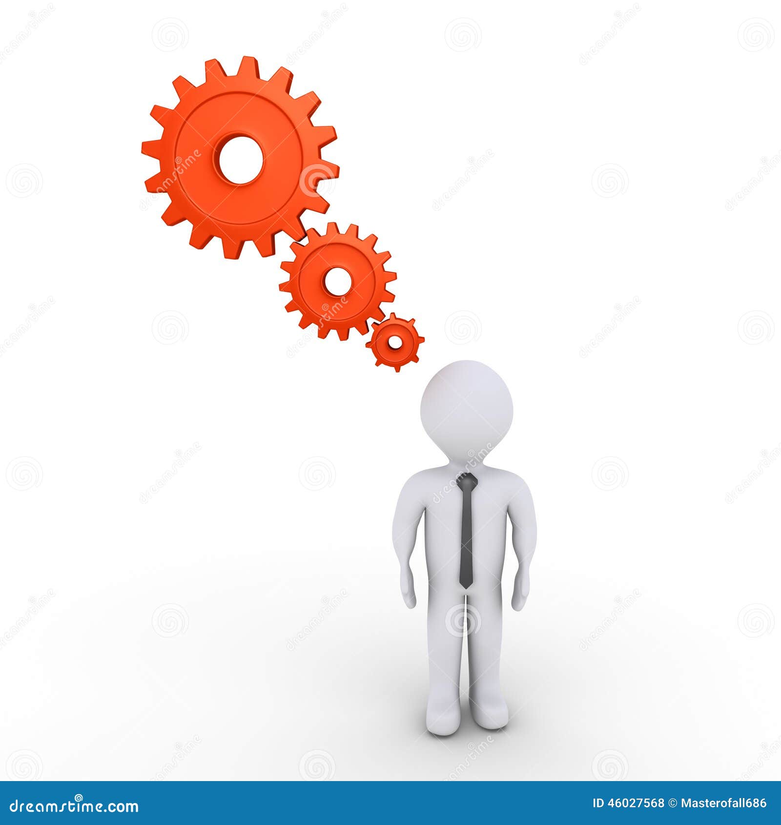Businessman is Thinking with Cogwheels Stock Illustration ...