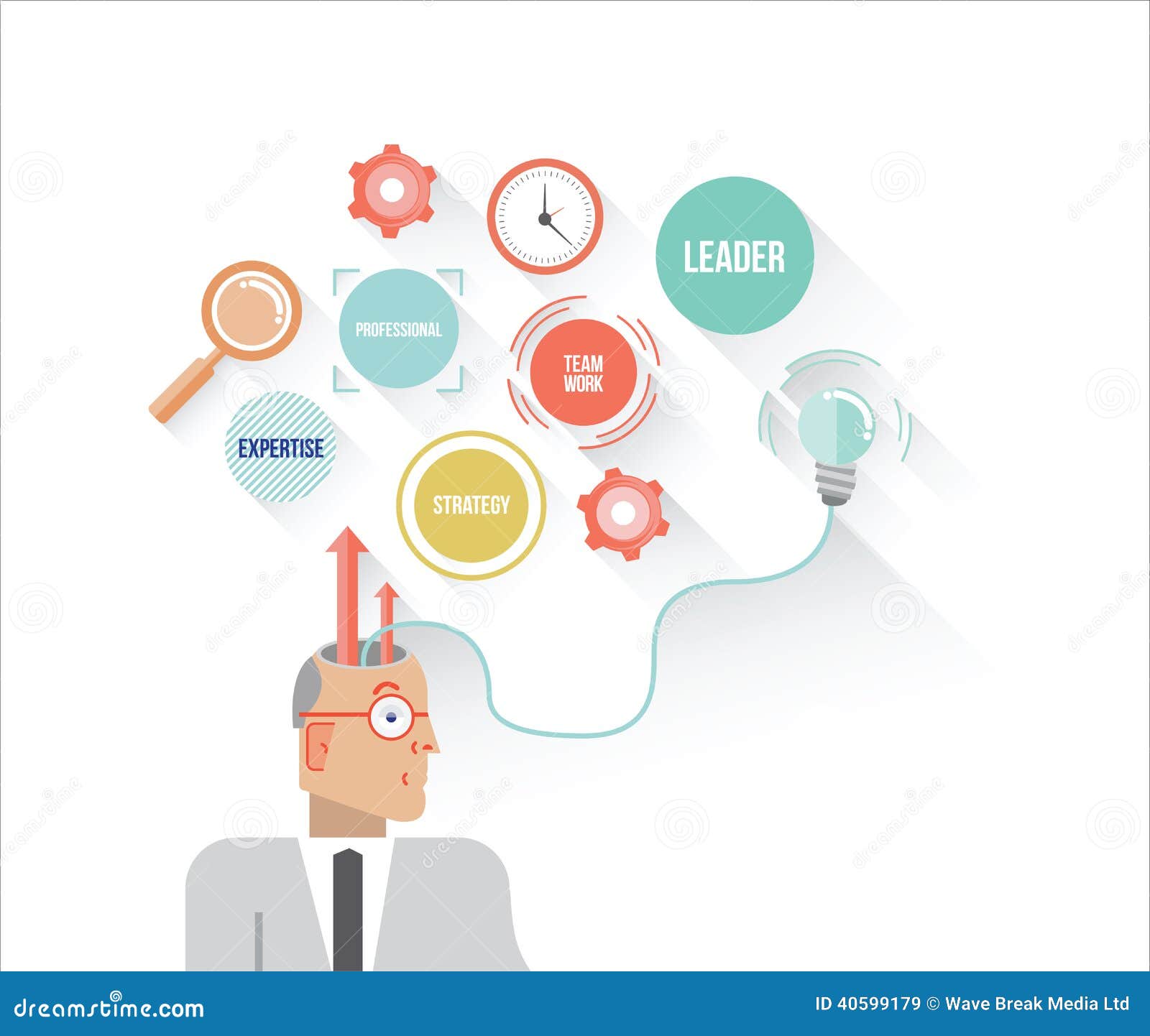 Businessman Thinking Concept Illustration with Icons Stock Vector ...