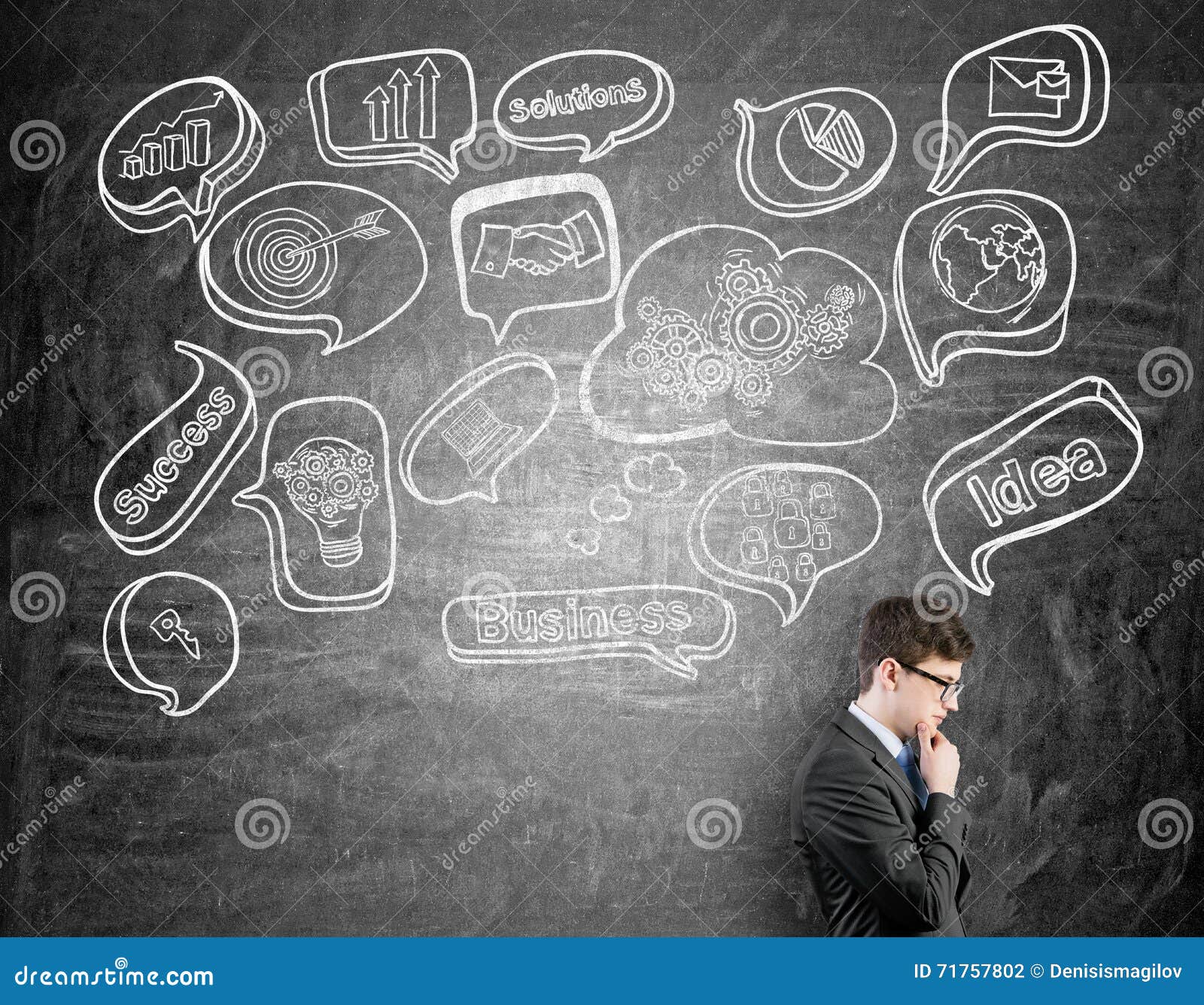 Businessman Thinking about Concepts Stock Photo - Image of drawing ...